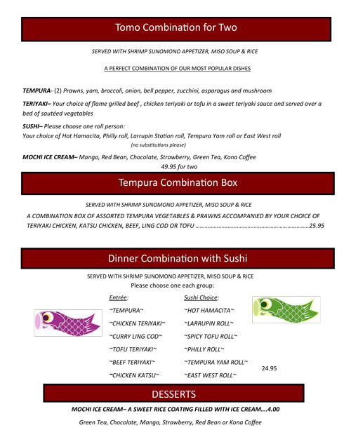 MENU – Tomo Japanese Restaurant