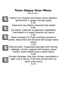 MENU – Tomo Japanese Restaurant